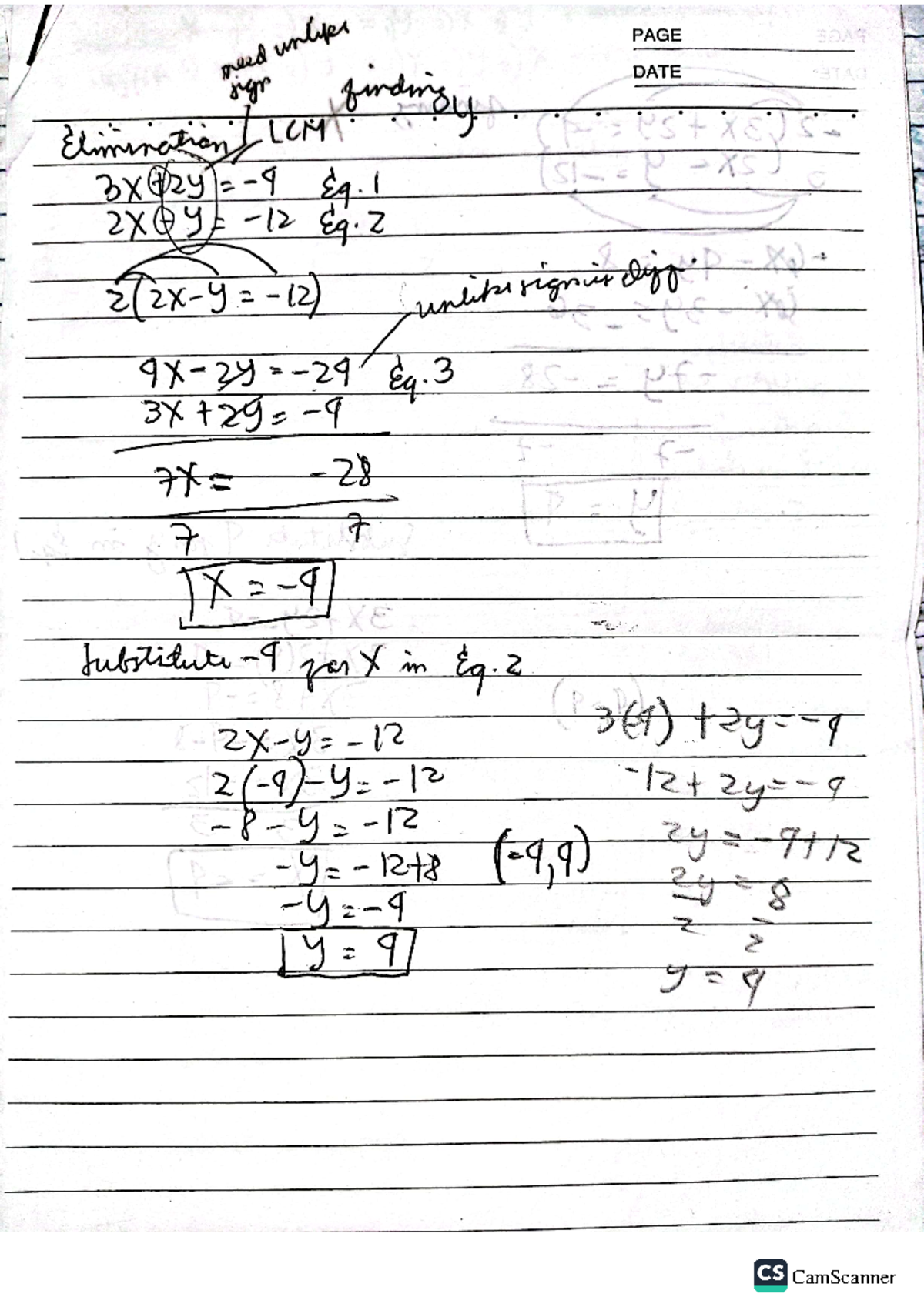 Elimination, Substitution, and Cubic Func - and PAGE DATE Elimination ...