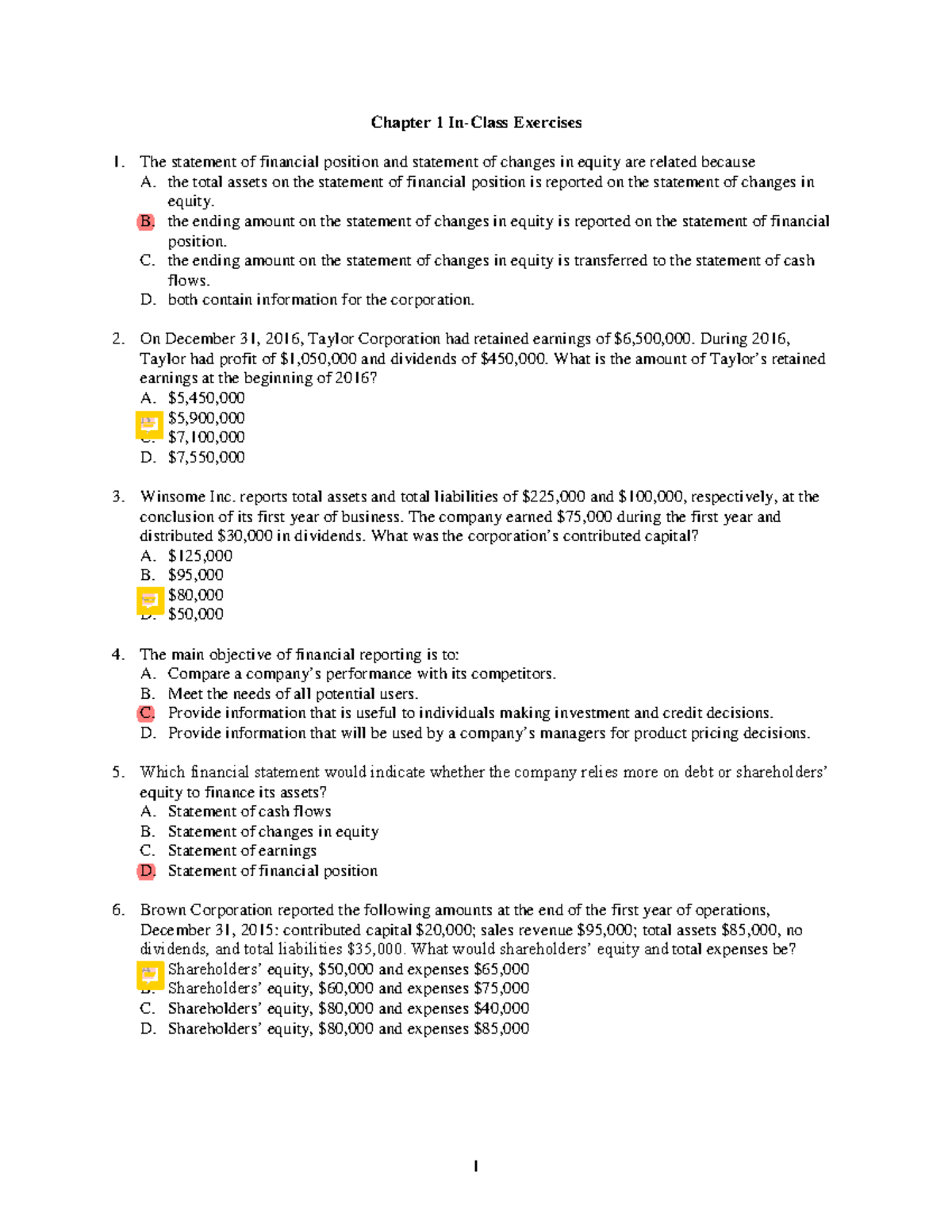 Chapter 1 - Intro Chapter In Class Questions/Exercises - 1 Chapter 1 In ...