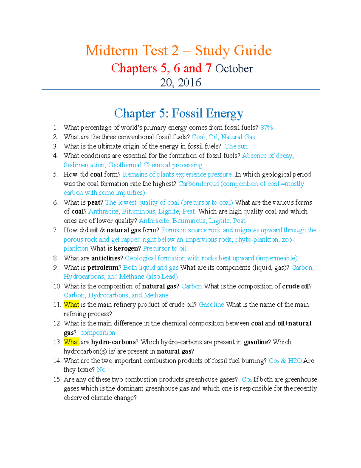 Environmental Physics Study Guide Test 2 - PHYS 1149 - Georgia Southern ...