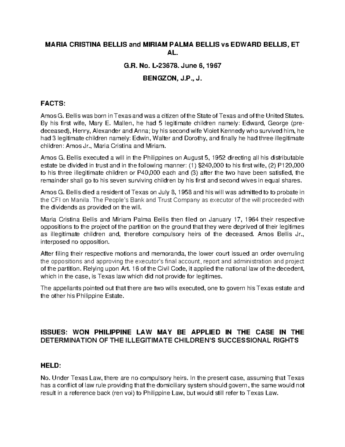 Bellis VS Bellis Digest - MARIA CRISTINA BELLIS and MIRIAM PALMA BELLIS ...