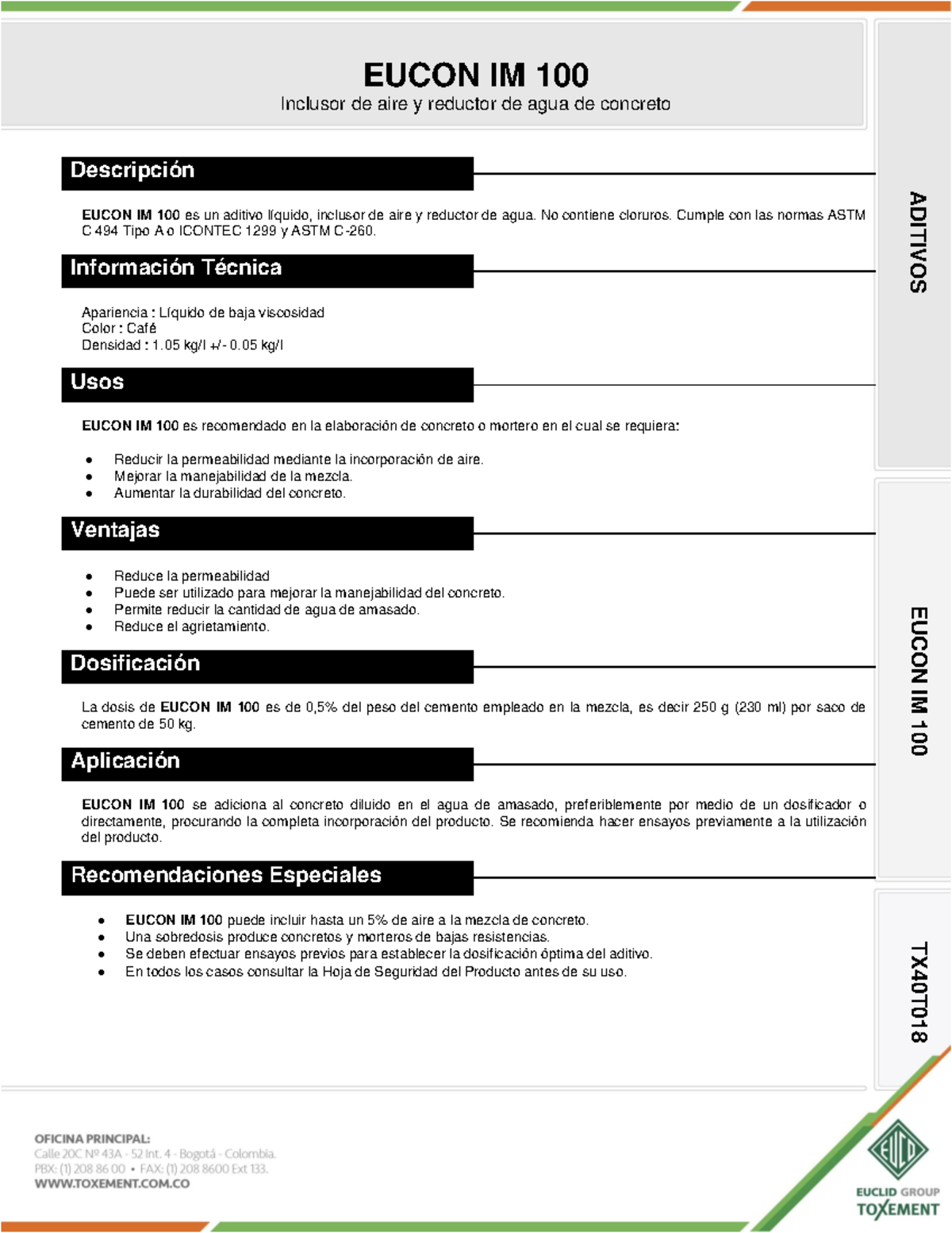 Eucon IM 100 - informe - EUCON IM 100 Inclusor de aire y reductor de ...