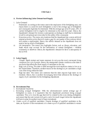 C234 Task 2 - Task 2 workforce planning task - REM1: Task 2: Workforce ...