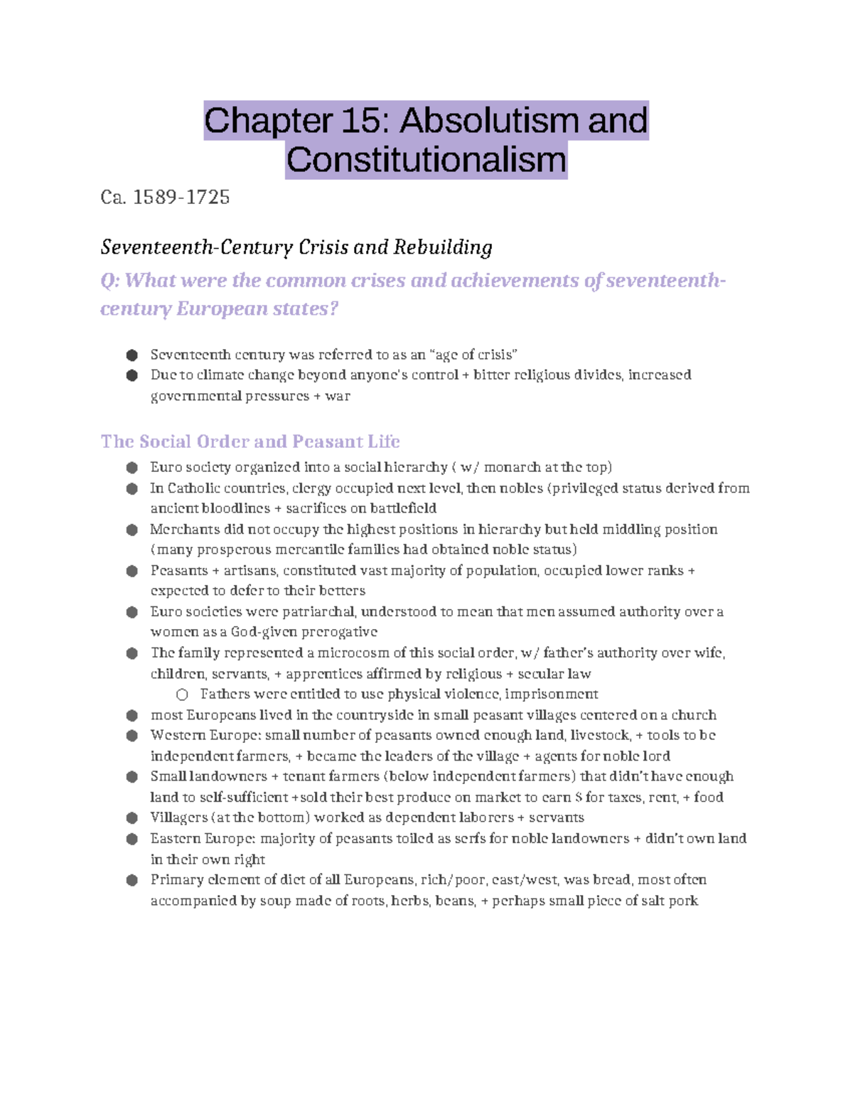 Chapter 15: Absolutism and Constitutionalism - 1589- Seventeenth ...