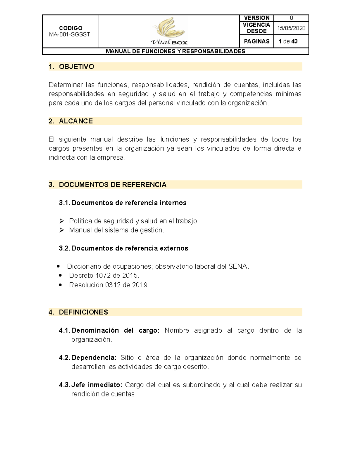 MA-001- Sgsst Manual DE Funciones Y Responsabilidades - CODIGO MA-001 ...