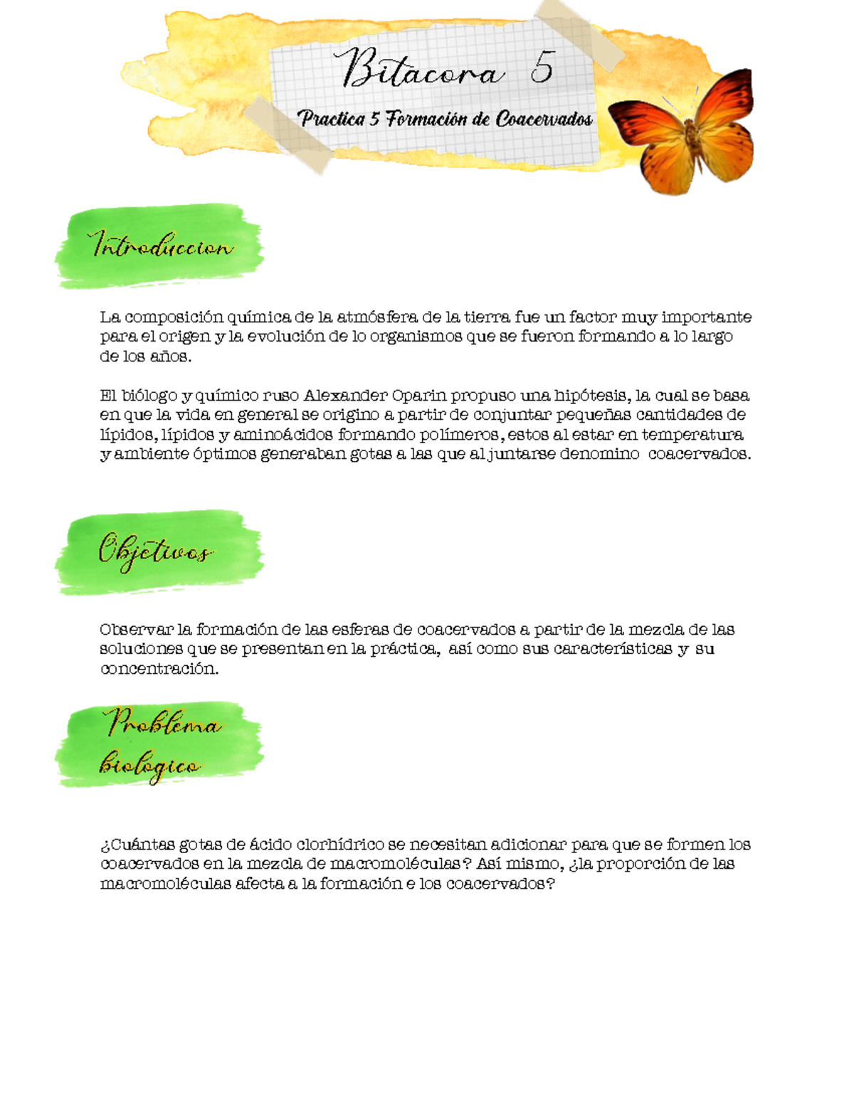 BItacora 5 de relación con el laboratorio de biologia - ####### La ...