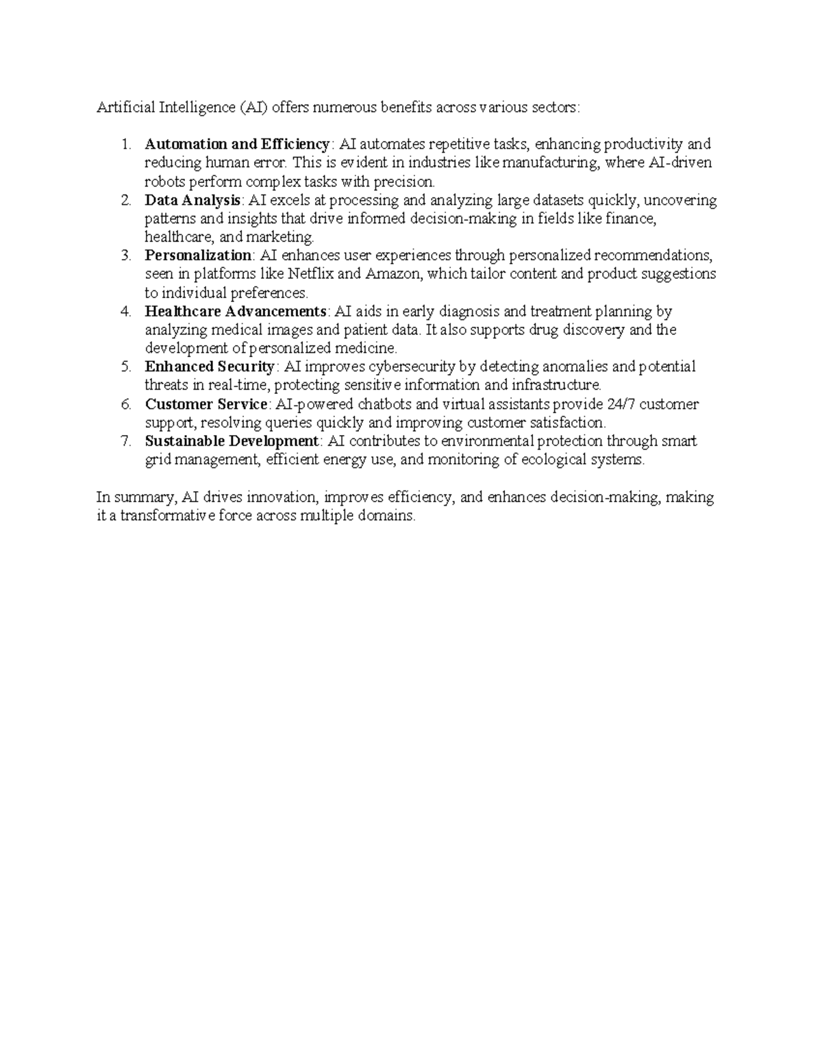 Artificial Intelligence - Automation and Efficiency: AI automates ...