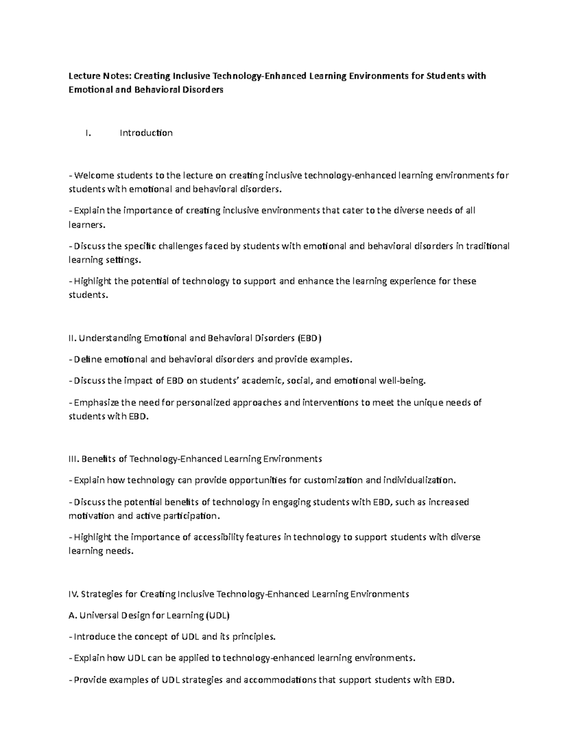 Lecture Notes: Creating Inclusive Technology-Enhanced Learning ...