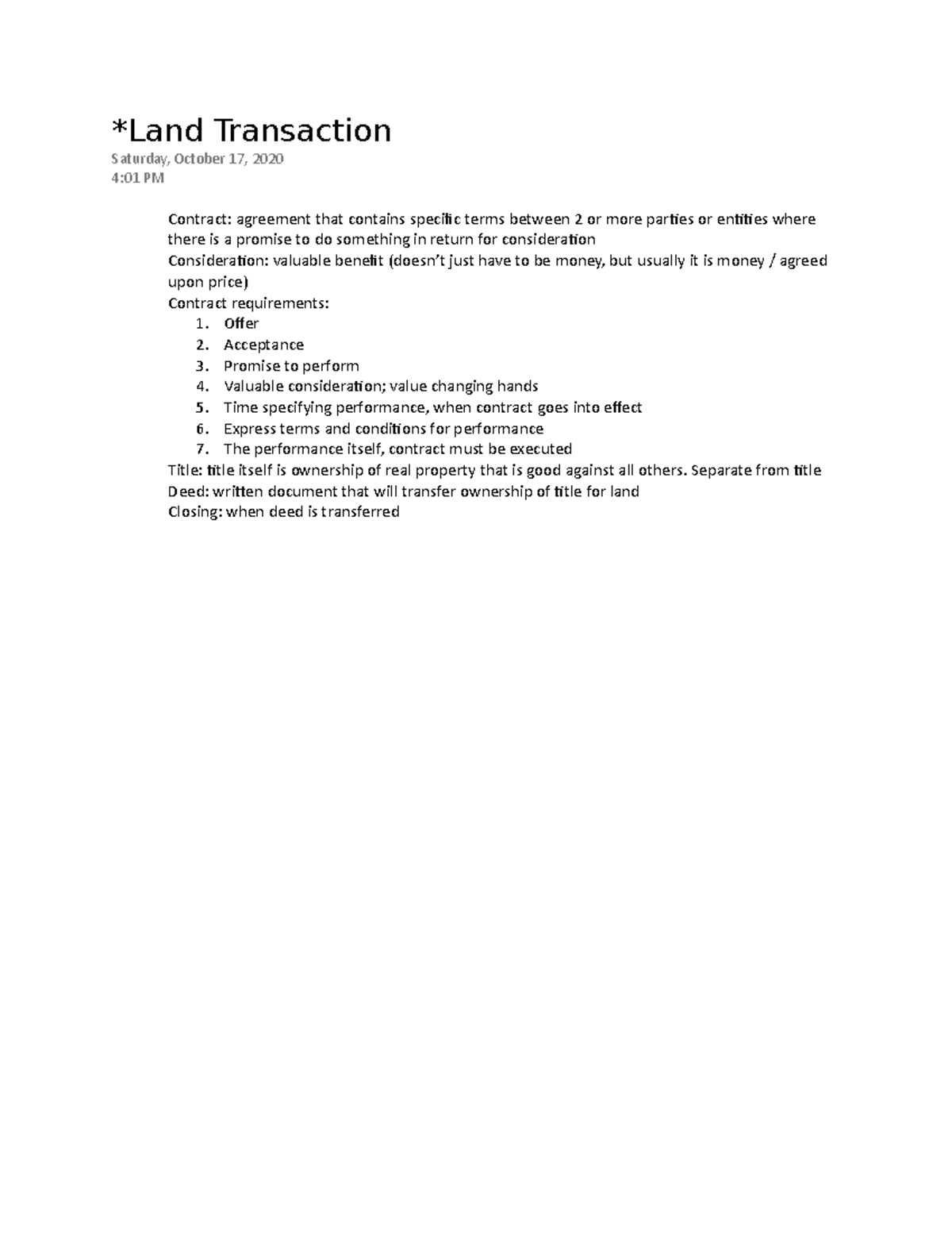 Land Transaction - *Land Transaction Saturday, October 17, 2020 4:01 PM ...