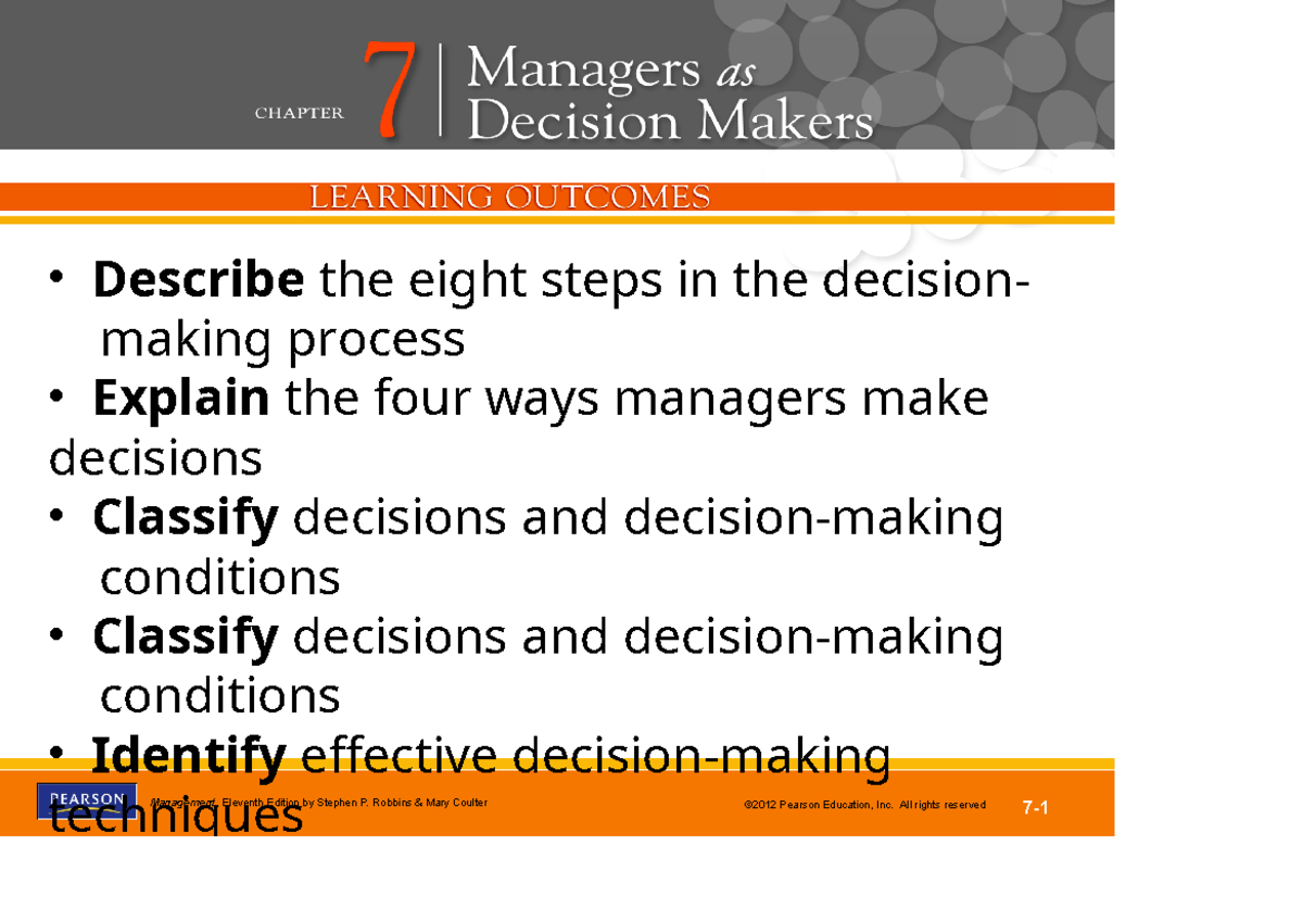 Robbin ch7 - ####### Copyright © 2012 Pearson Education, ####### Inc ...