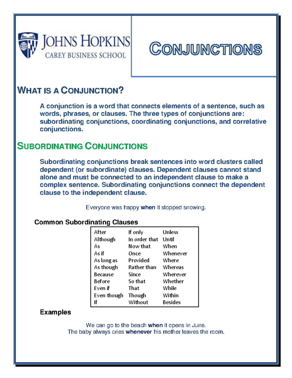Conjunctions - This document talks about conjunction. - WHAT IS A ...