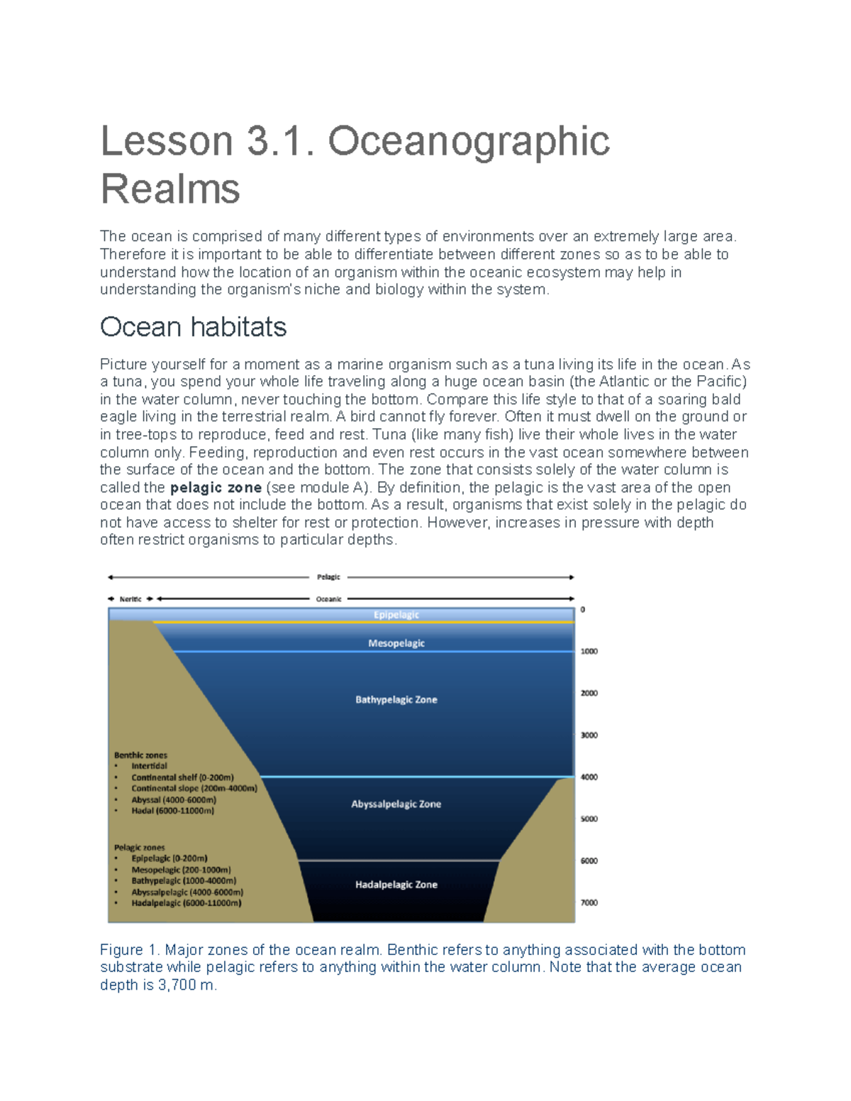 EOSC 315 Lesson 3 - summaries - Lesson 3. Oceanographic Realms The ...