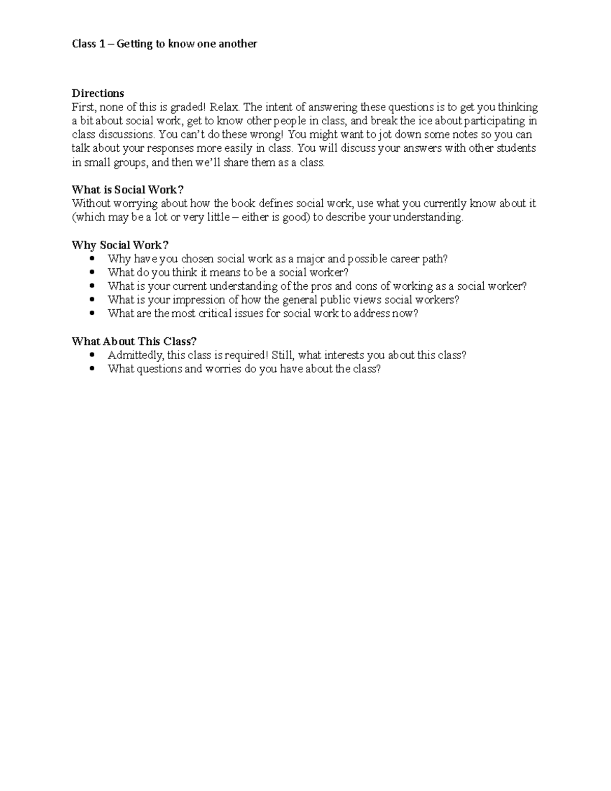 344 - Introduction activity - Class 1 – Getting to know one another ...