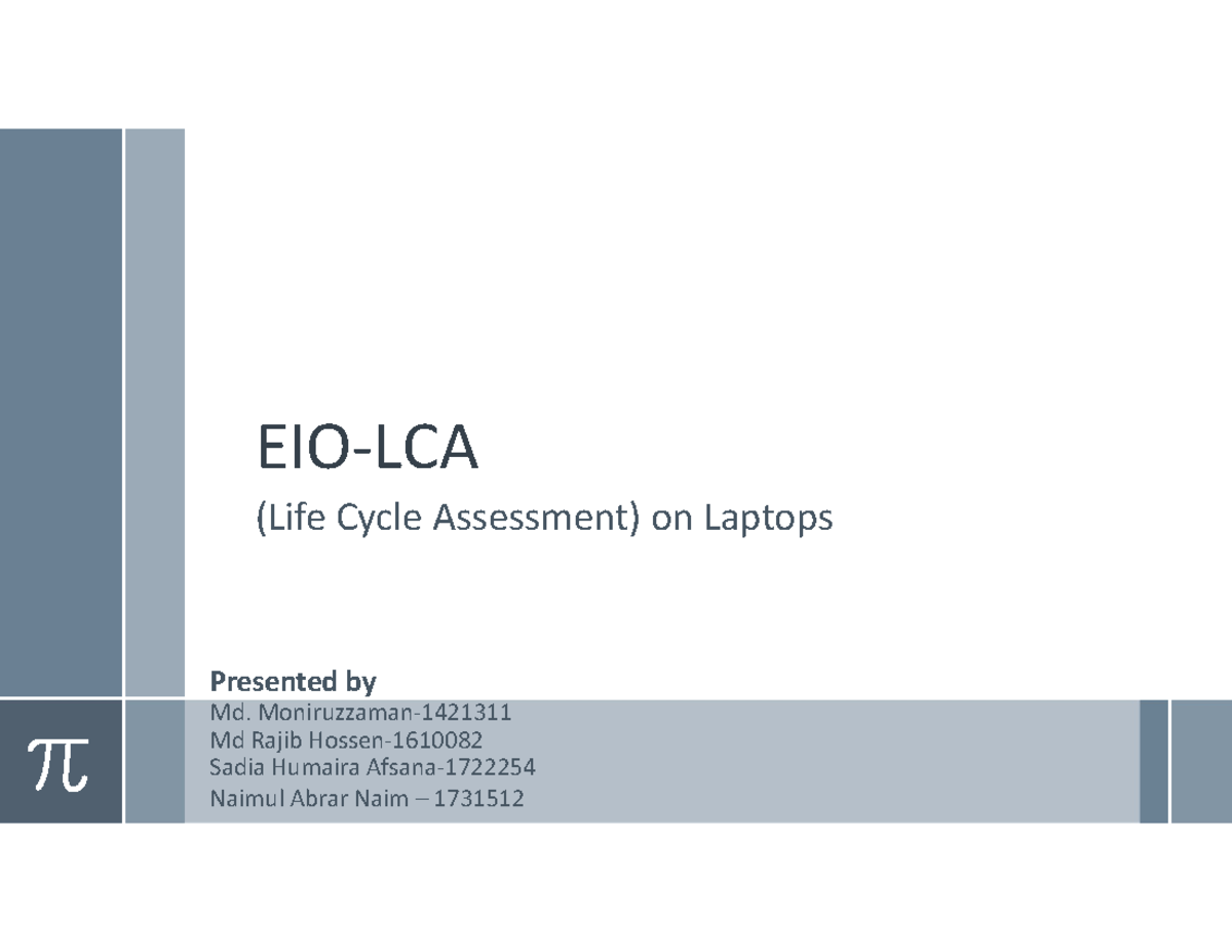 LCA-Laptop - (Life Cycle Assessment) on Laptops - EIO-LCA (Life Cycle ...
