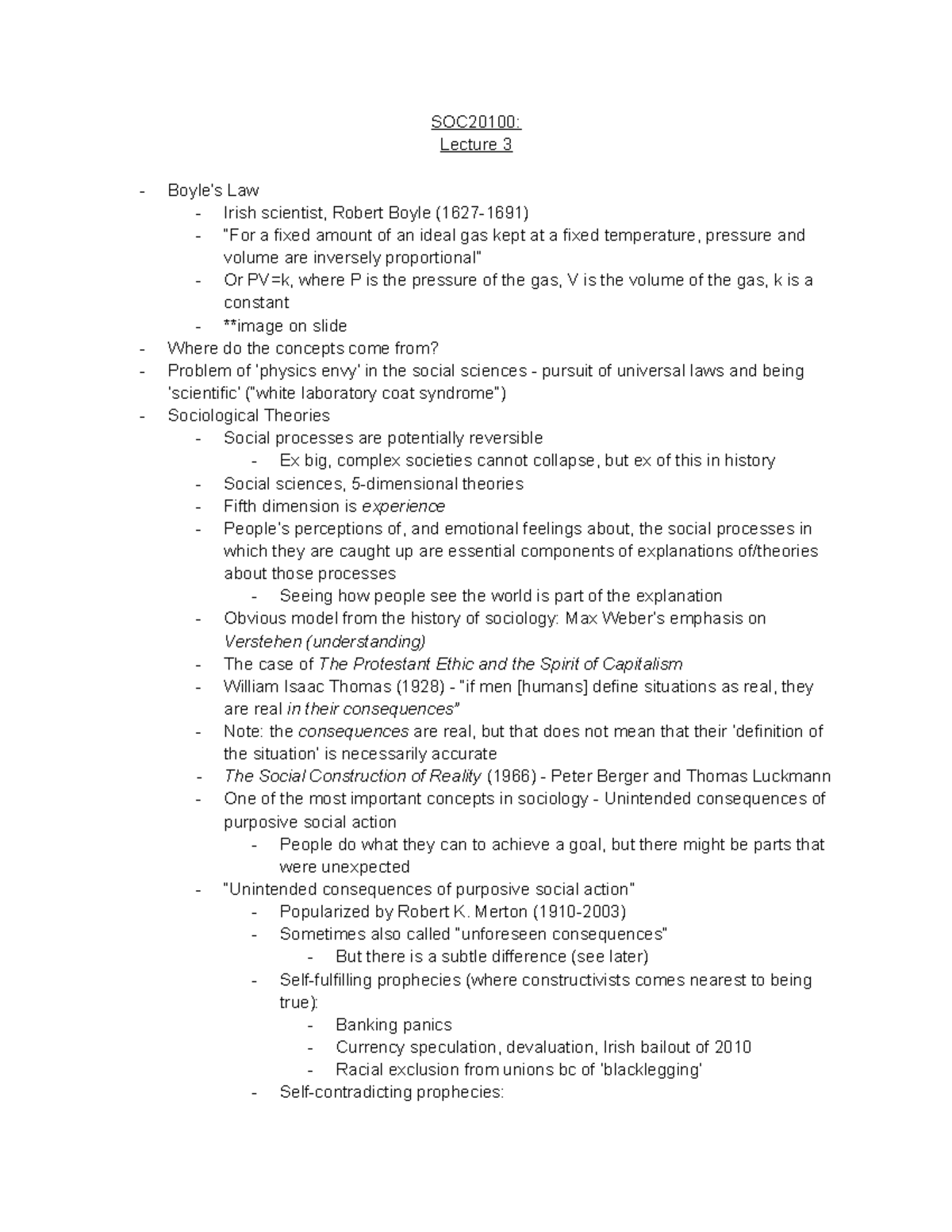 Lecture 3 - SOC20010: Sociological Theory Level 2 Professor Steven ...