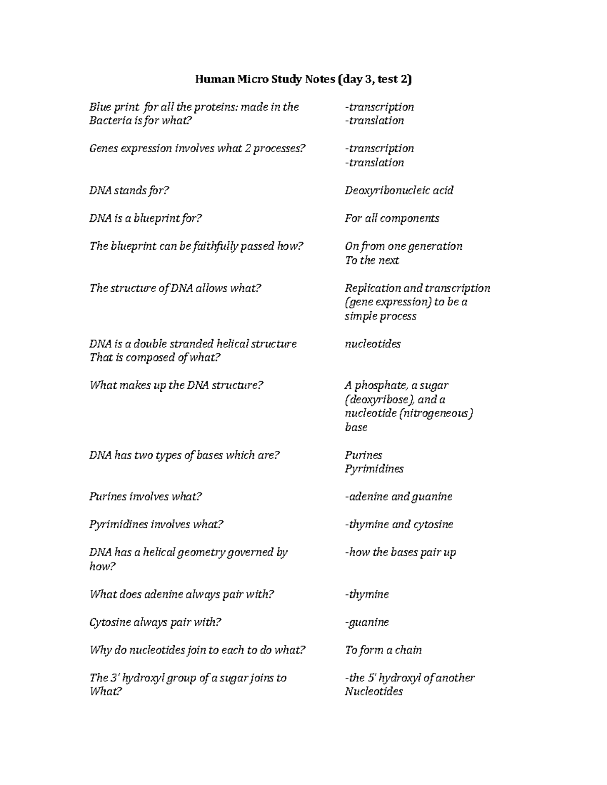 Human Micro Study Notes (day 3, test 2) - Human Micro Study Notes (day ...