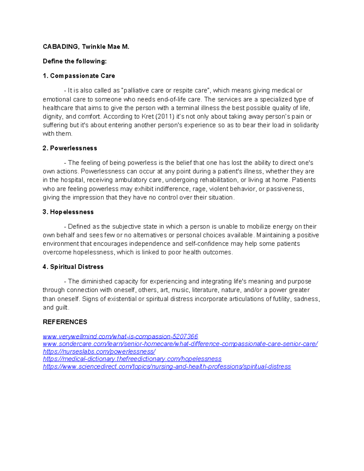 Cabading-QUIZ - NONE - CABADING, Twinkle Mae M. Define the following ...