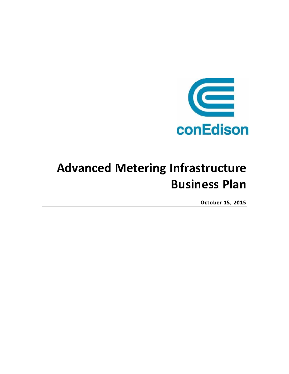 Con Ed AMI Business Plan - Advanced Metering Infrastructure Business ...