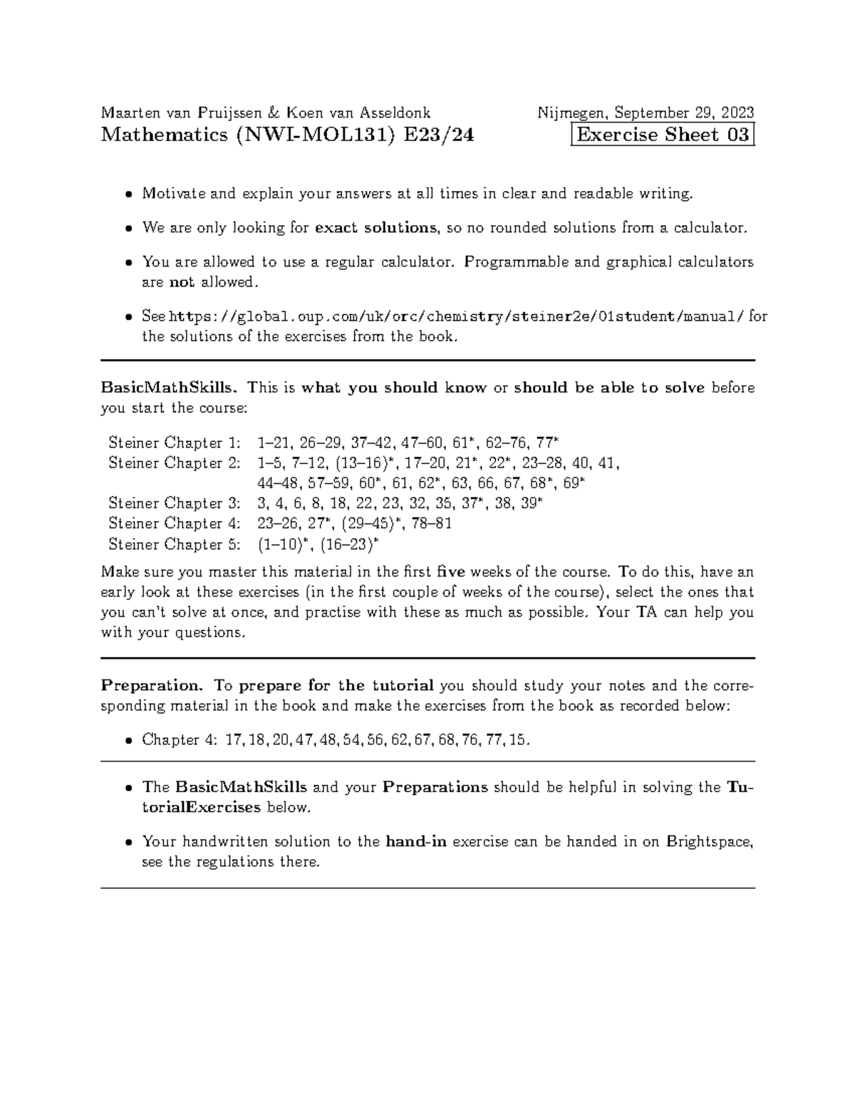 2023-24 Math - Exercises 03 - solutions - Maarten van Pruijssen & Koen ...