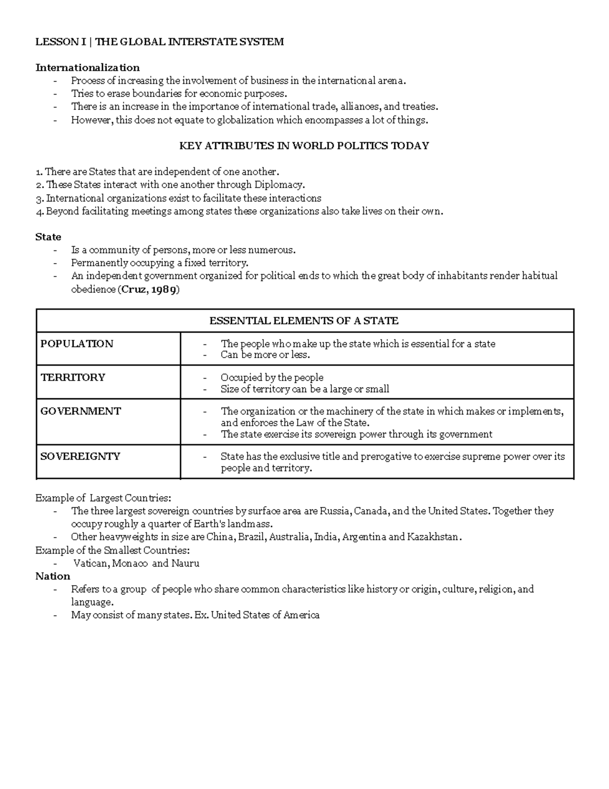 CCGE 105 - Midterm - Includes the Global Interstate, Key attributes in ...