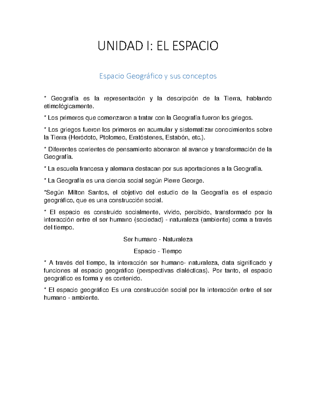 Espacio Geográfico y sus Conceptos - UNIDAD I: EL ESPACIO Espacio ...