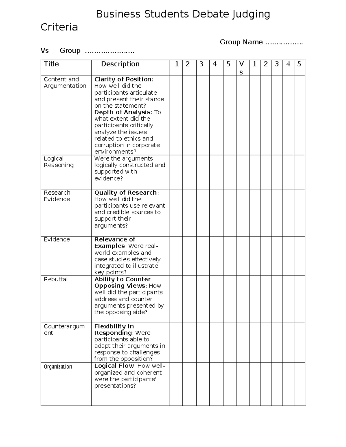 Business Students Debate Judging Criteria - Business Students Debate ...