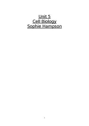 Access course Unit 5 - cell biology - UNIT 5 1 QUESTION You are ...