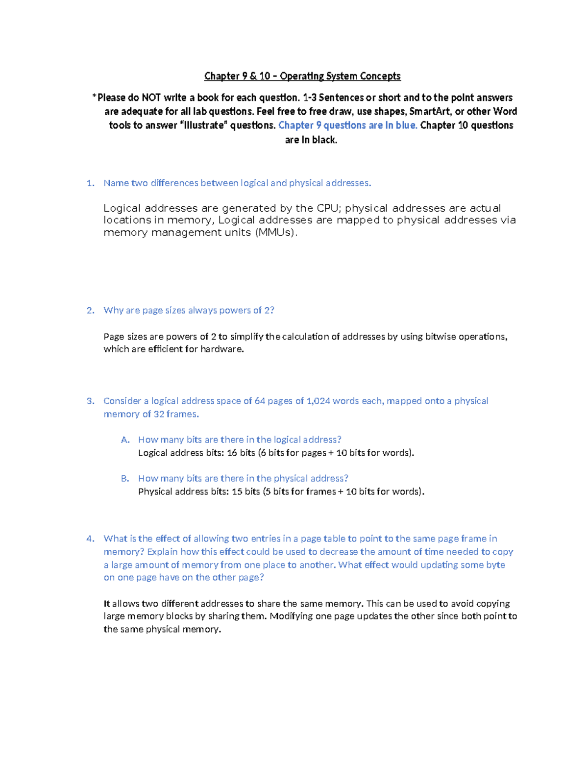 Chapter 9 & 10 - Operating System Concepts Steven White - Chapter 9 & 10 – Operating System ...