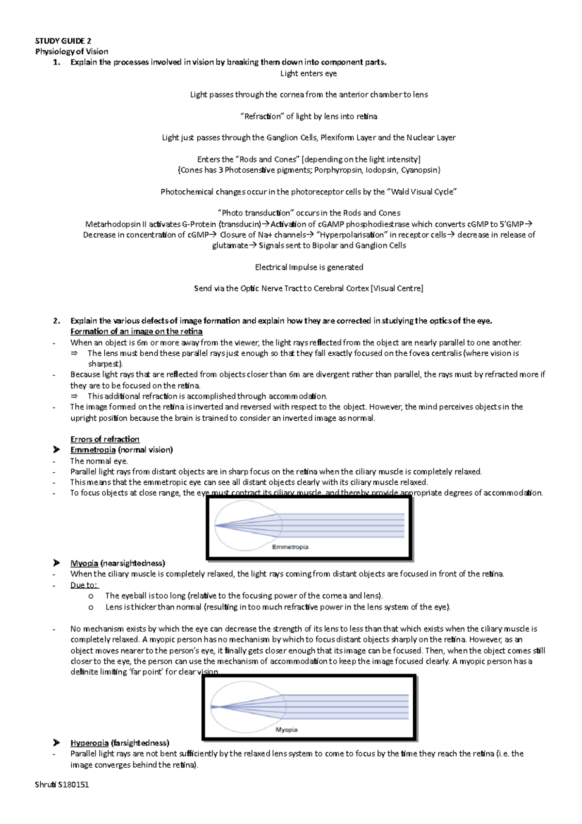 Eyes - Physiology of Vision and Refractive Errors - STUDY GUIDE 2 ...