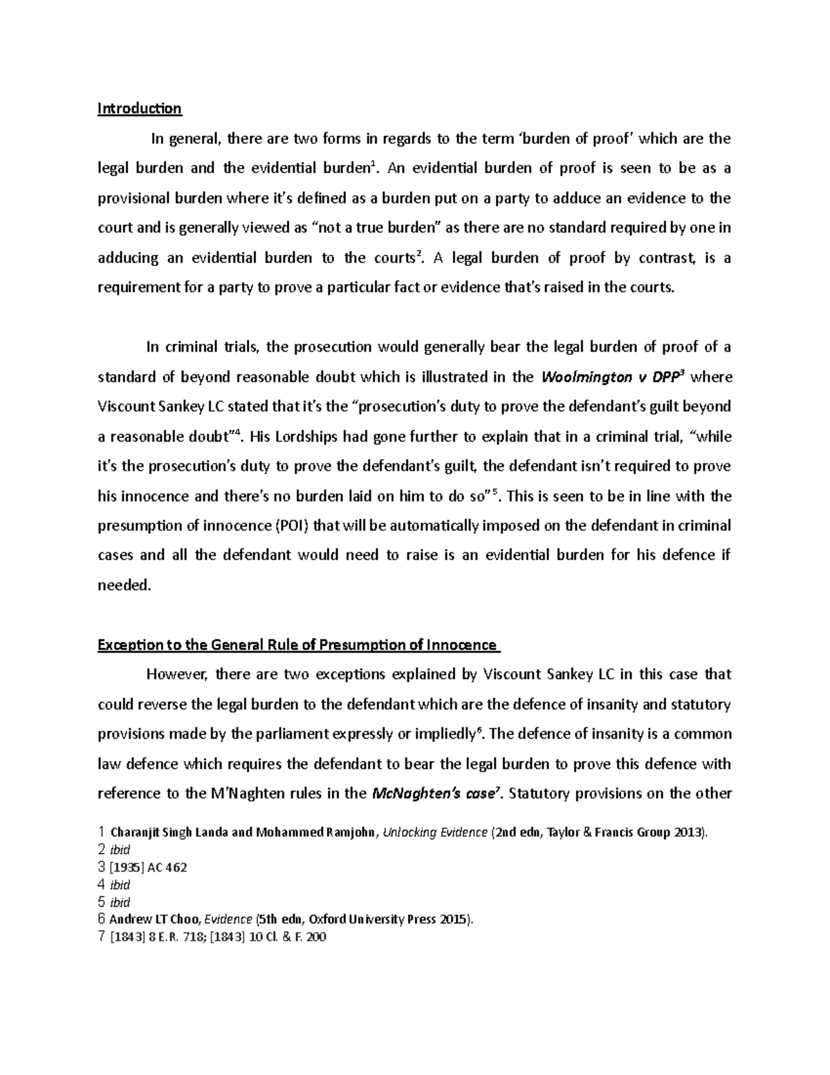 Burden of Proof Essay - Introduction In general, there are two forms in ...