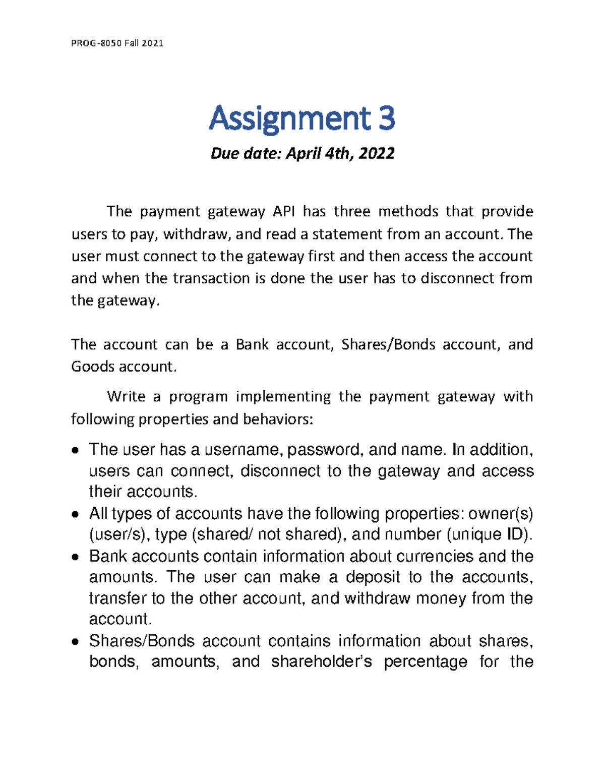Assignment 3 - PROG-8050 Fall 2021 Assignment 3 Due date: April 4th ...
