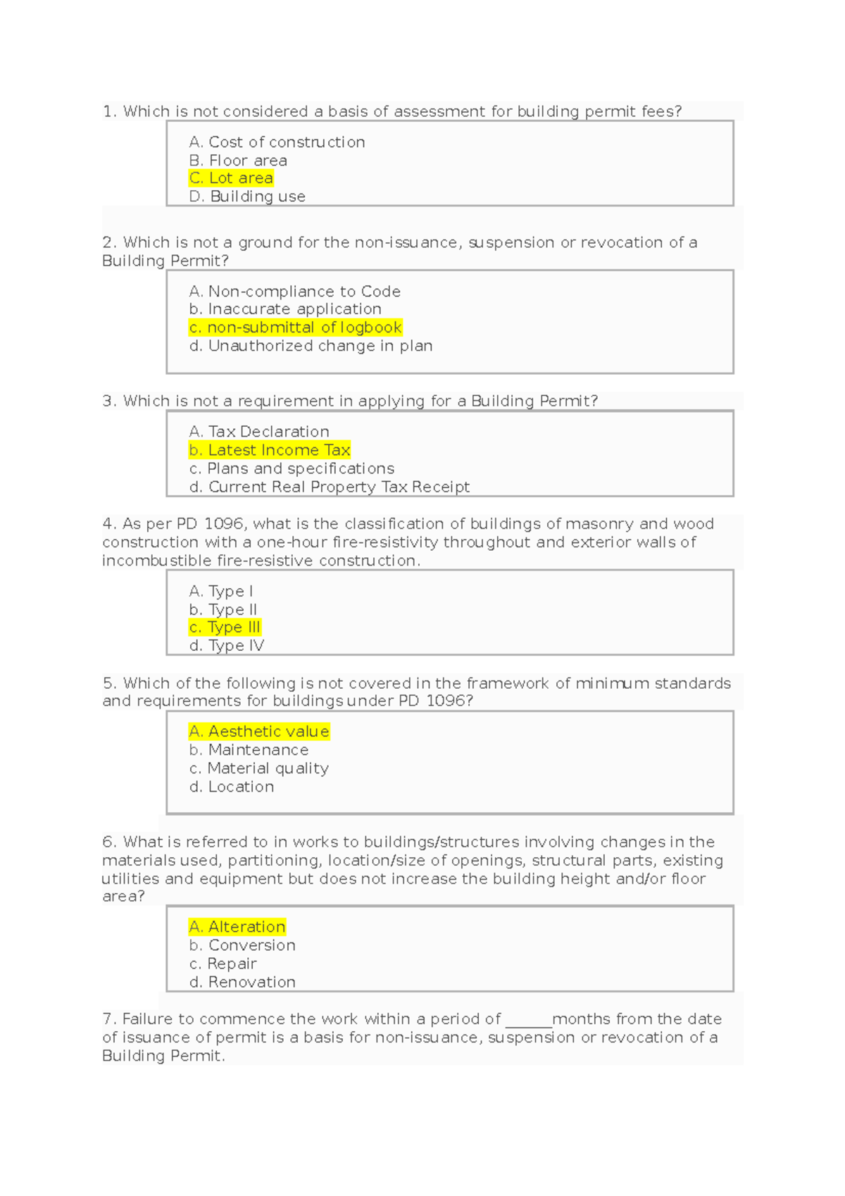Building laws quiz - practice - 1. Which is not considered a basis of ...