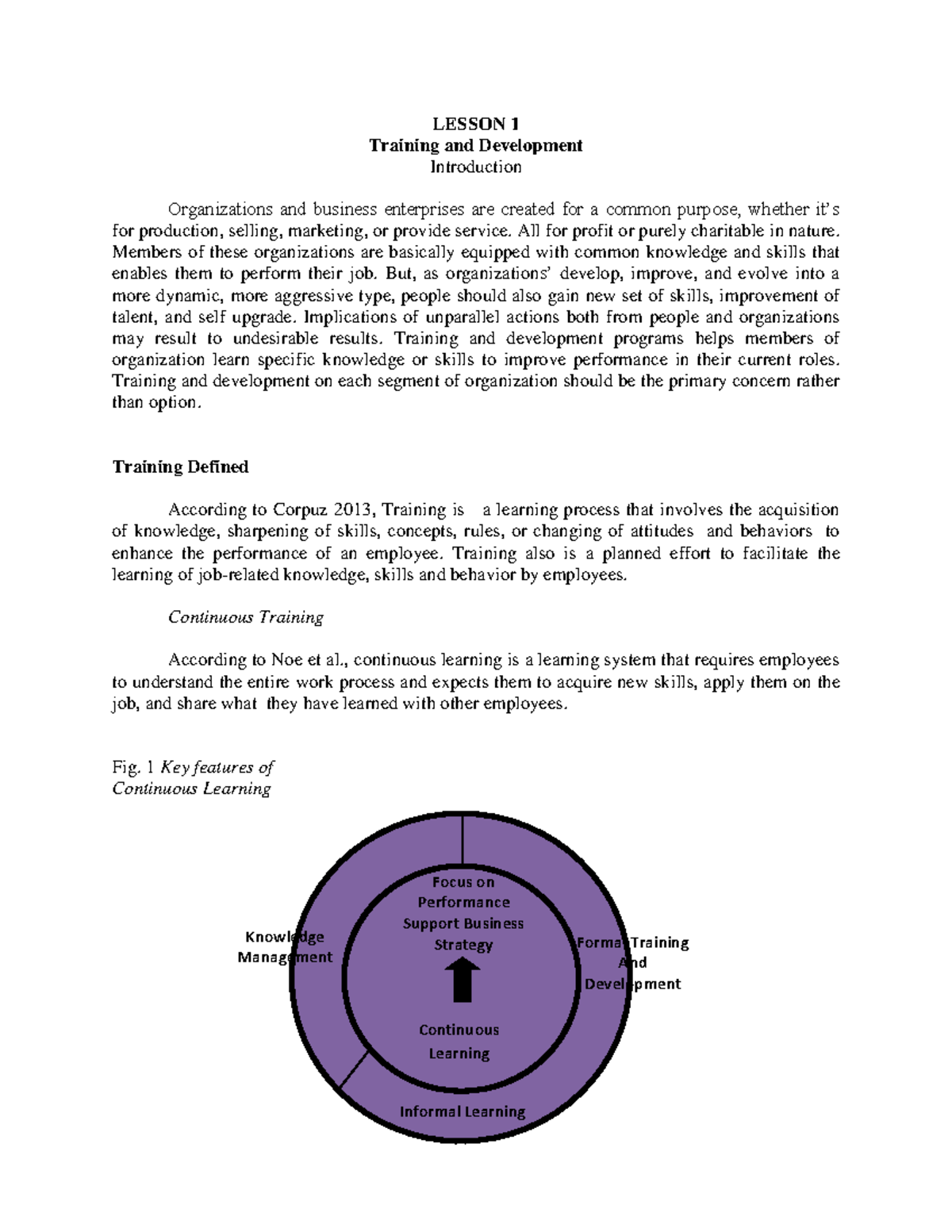 Week 1 - Lesson 1 Introduction to Training and Development - LESSON 1 ...