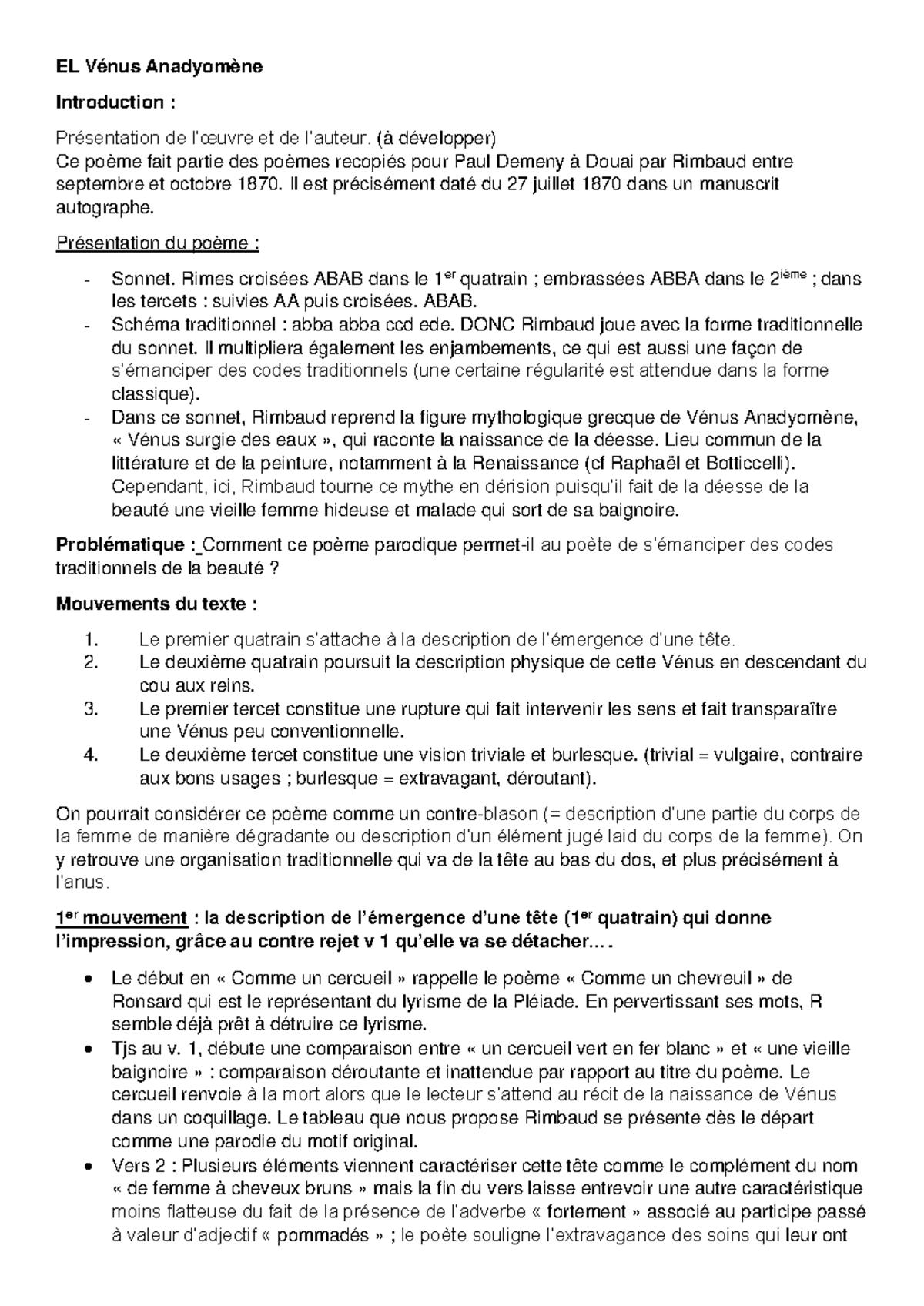 Expllication linéaire venus anadyomene - EL Vénus Anadyomène ...