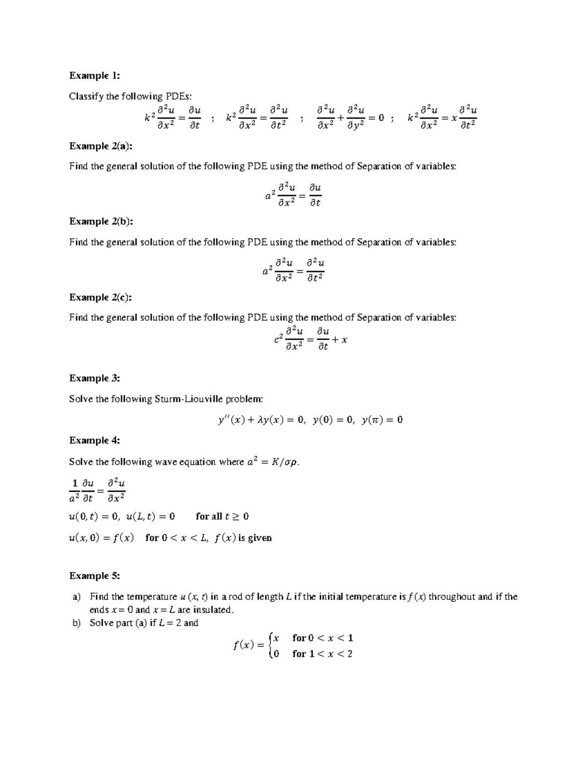 3 - Examples - Classify the following PDEs: ᡣ⡰ ′′′⡰ᡳ ′′′ᡶ⡰ = ′′′ᡳ ′′′ᡲ ...