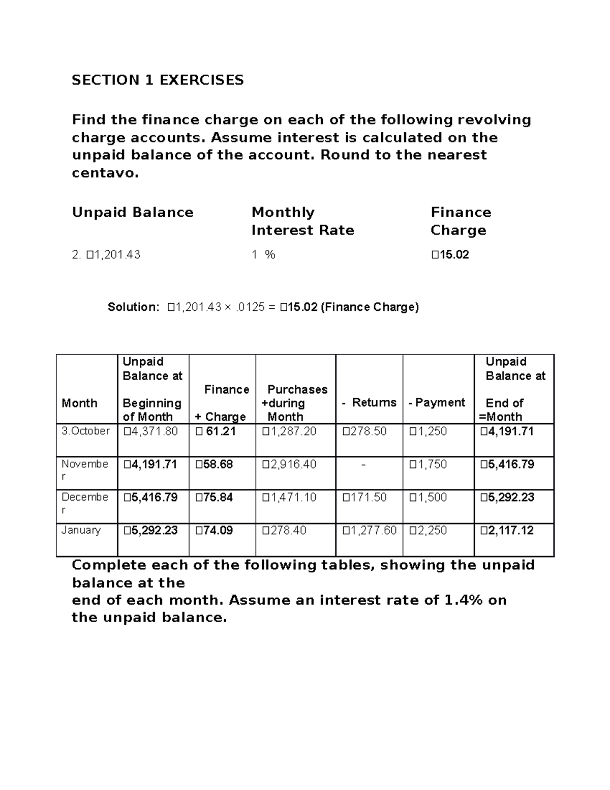 Chapter 9- Exercises - Activity - SECTION 1 EXERCISES Find the finance ...