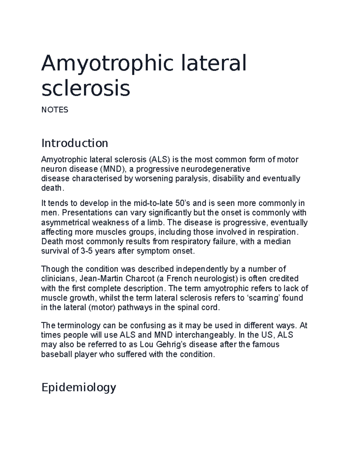 Amyotrophic lateral sclerosis (ALS) - Amyotrophic lateral sclerosis ...