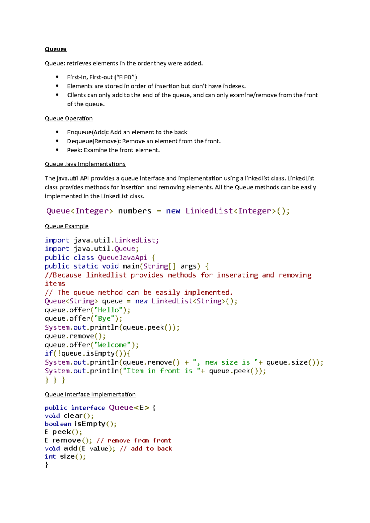 Queues - Lecture notes 2 - Queues Queue: retrieves elements in the ...