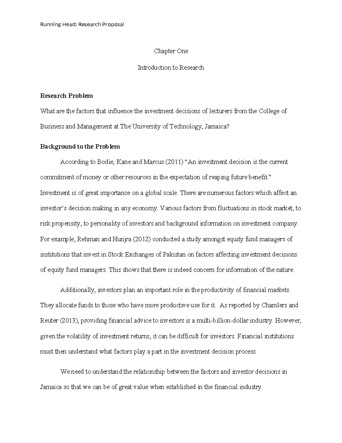 Resrearch Proposal - Chapter One Introduction to Research Research ...