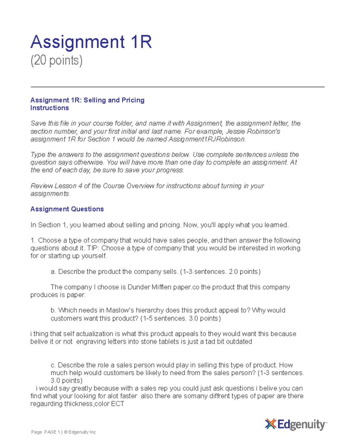 Assignment 1R - EL5733 - easy work - Assignment 1R (20 points ...