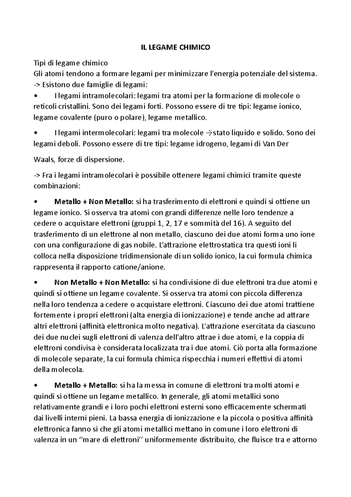 IL Legame Chimico - IL LEGAME CHIMICO Tipi di legame chimico Gli atomi ...