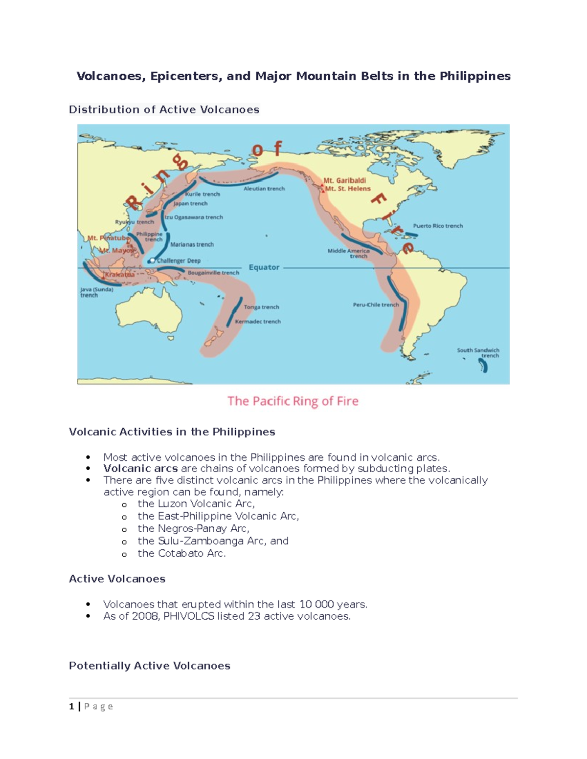 Volcanoes, Epicenters, and Major Mountain Belts in the Philippines ...