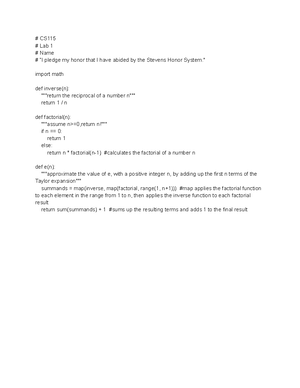 Lab3 - lab 3 - CS 115 – Lab 3 Making Change In this problem, you will ...