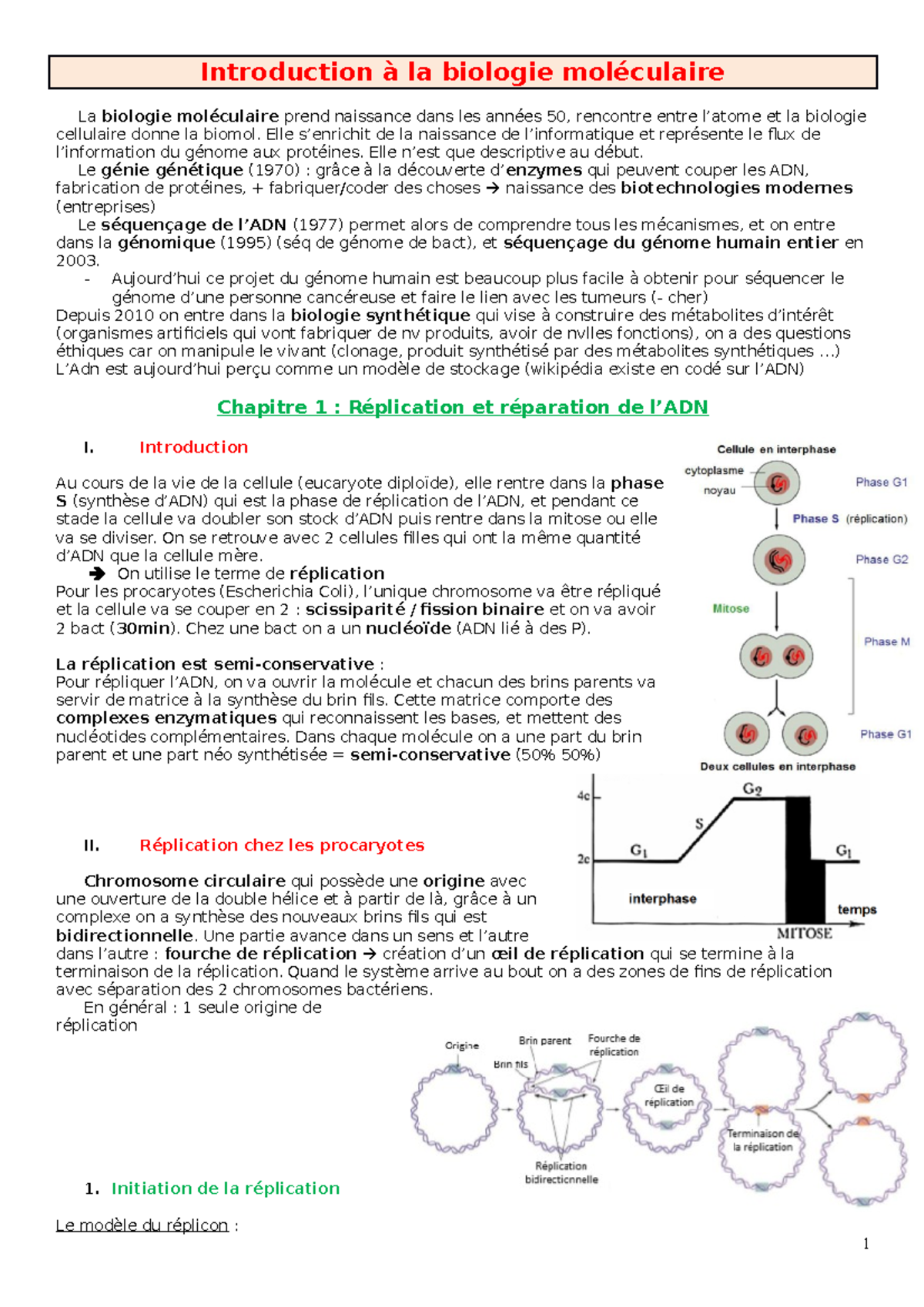 Intro a la biologie moléculaire - Introduction à la biologie ...