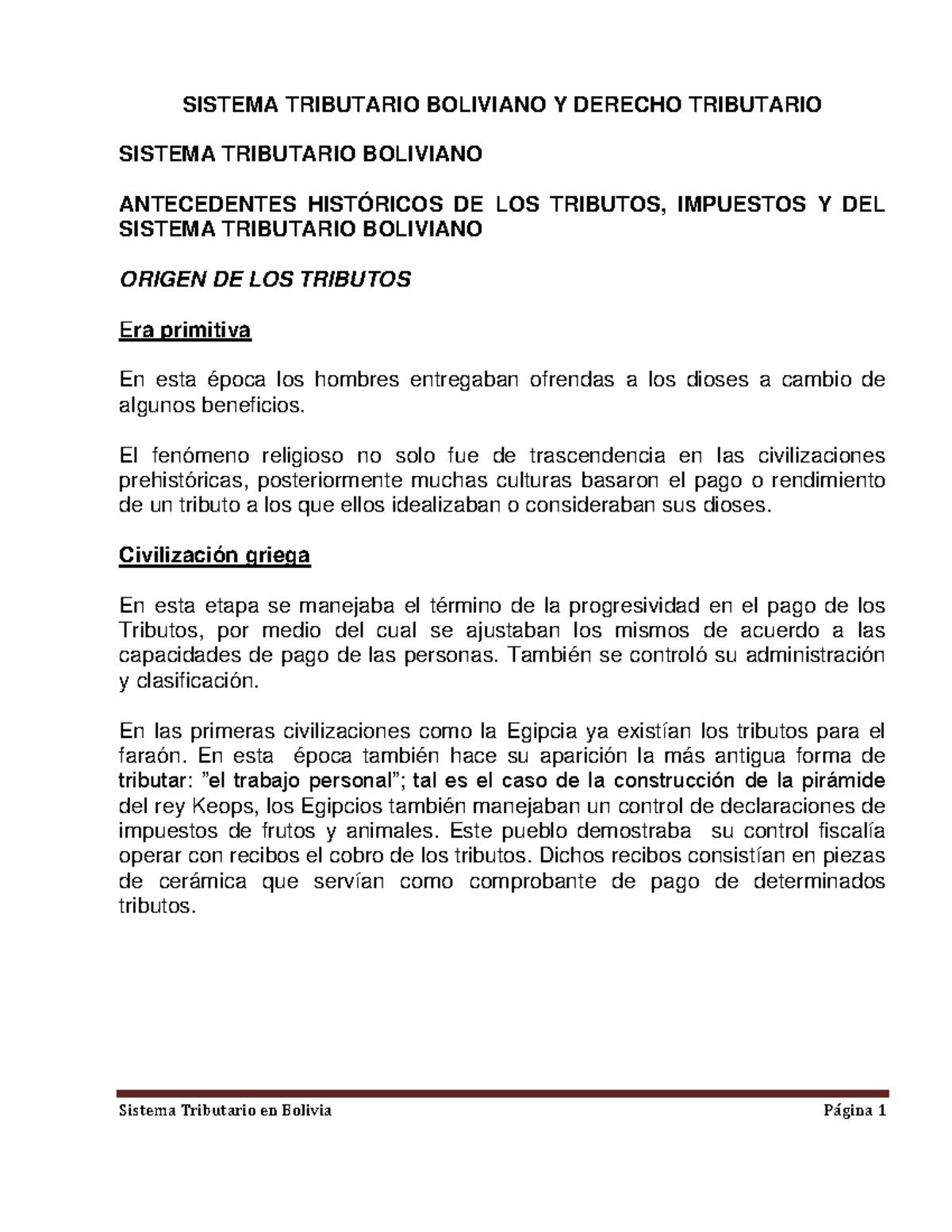 Tema 1 - Sistema Tributario Boliviano y Derecho Tributario - SISTEMA ...