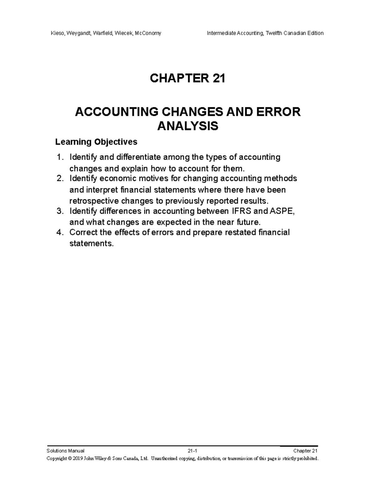 Solutions Ch 21 - Activities - CHAPTER 21 ACCOUNTING CHANGES AND ERROR ...