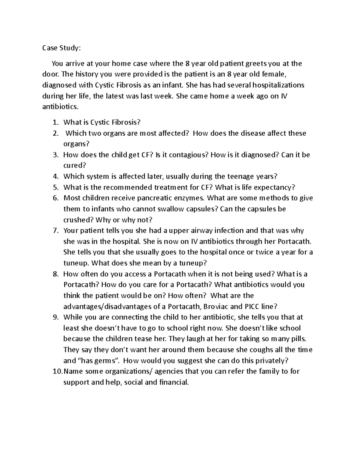Case Study CF - notes on cf - Case Study: You arrive at your home case ...