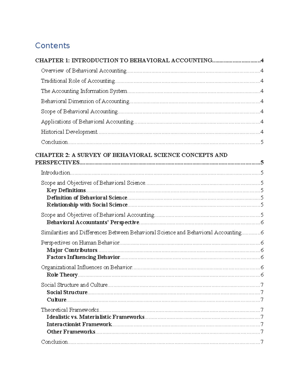 chapter 1, 2, 3, 6, 7, 8, and 10 - Contents CHAPTER 1: INTRODUCTION TO ...