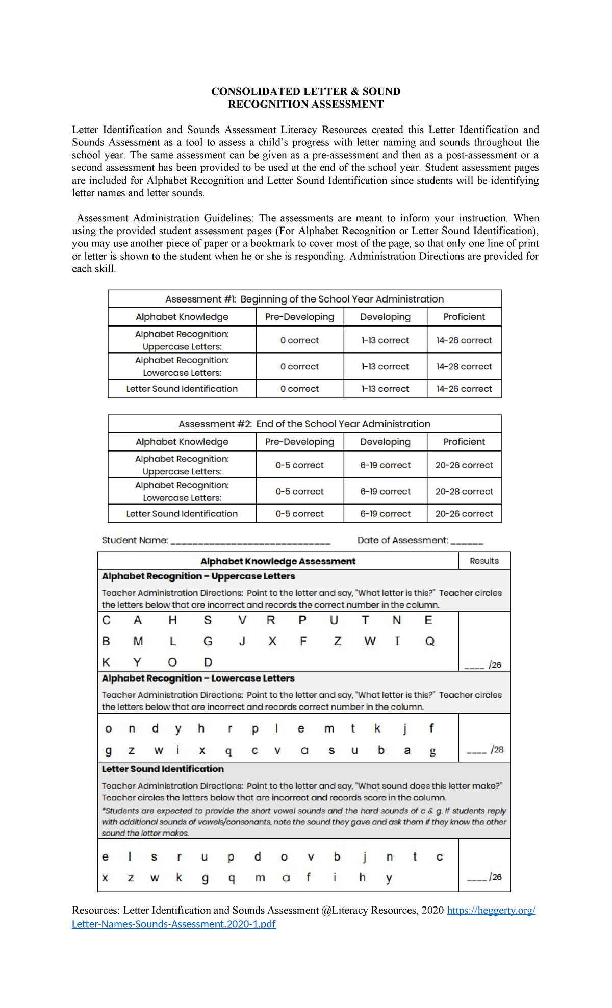 Consolidated Letter Recog - CONSOLIDATED LETTER & SOUND RECOGNITION ...