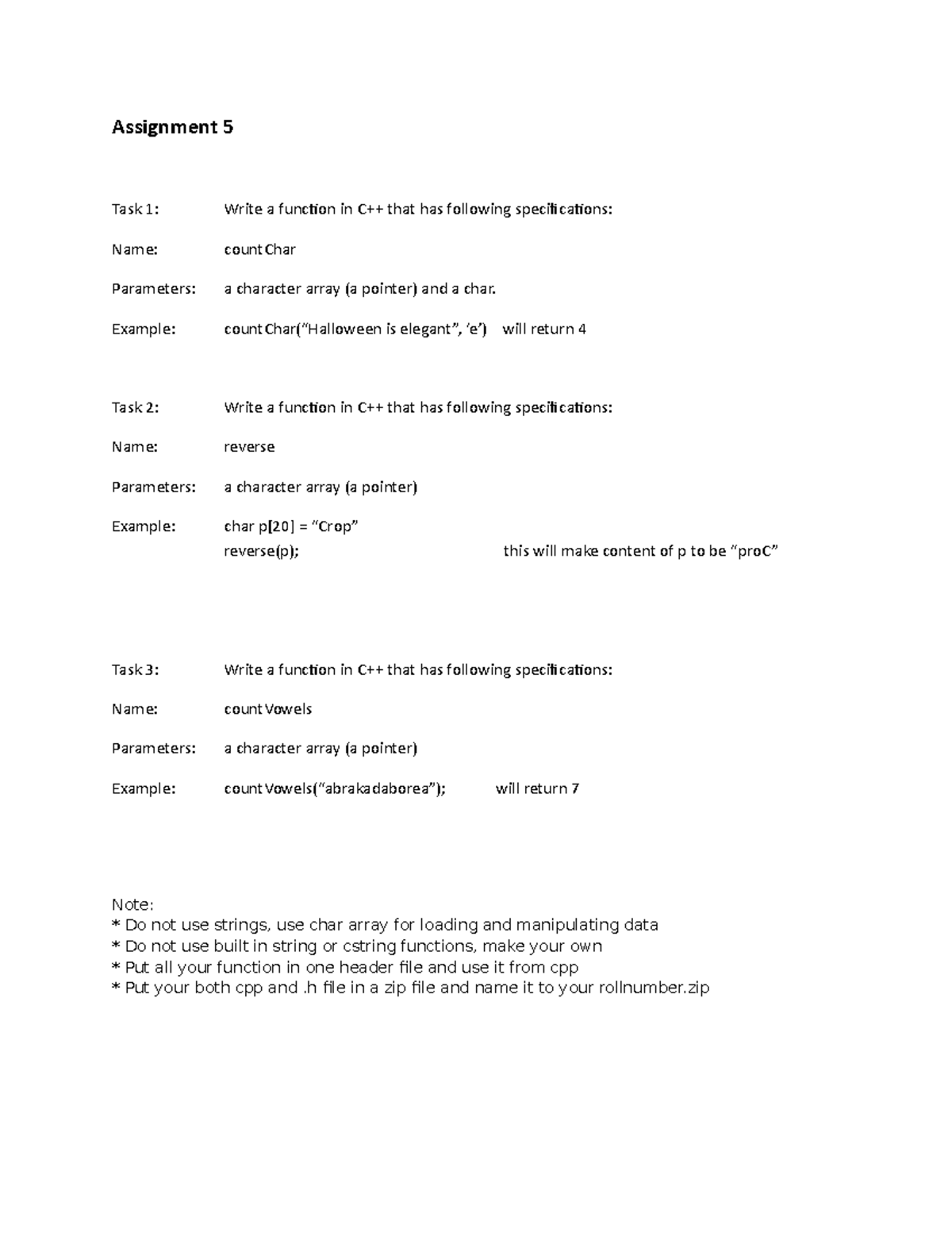 Assignment 5 - Basics of C - Assignment 5 Task 1: Write a function in ...