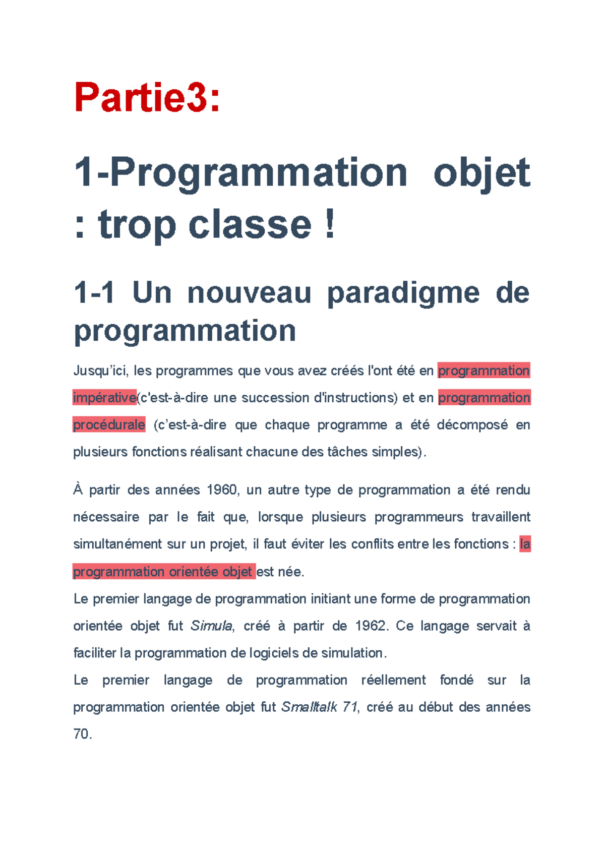 POO-cours+exercices - Partie 3 : 1 - Programmation objet : trop classe ...